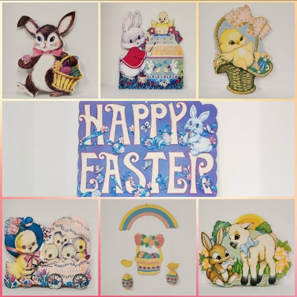 Beistle | Holiday | Vintage Easter Cardboard Cut Outs 977 1981 Lot Of 7 ...